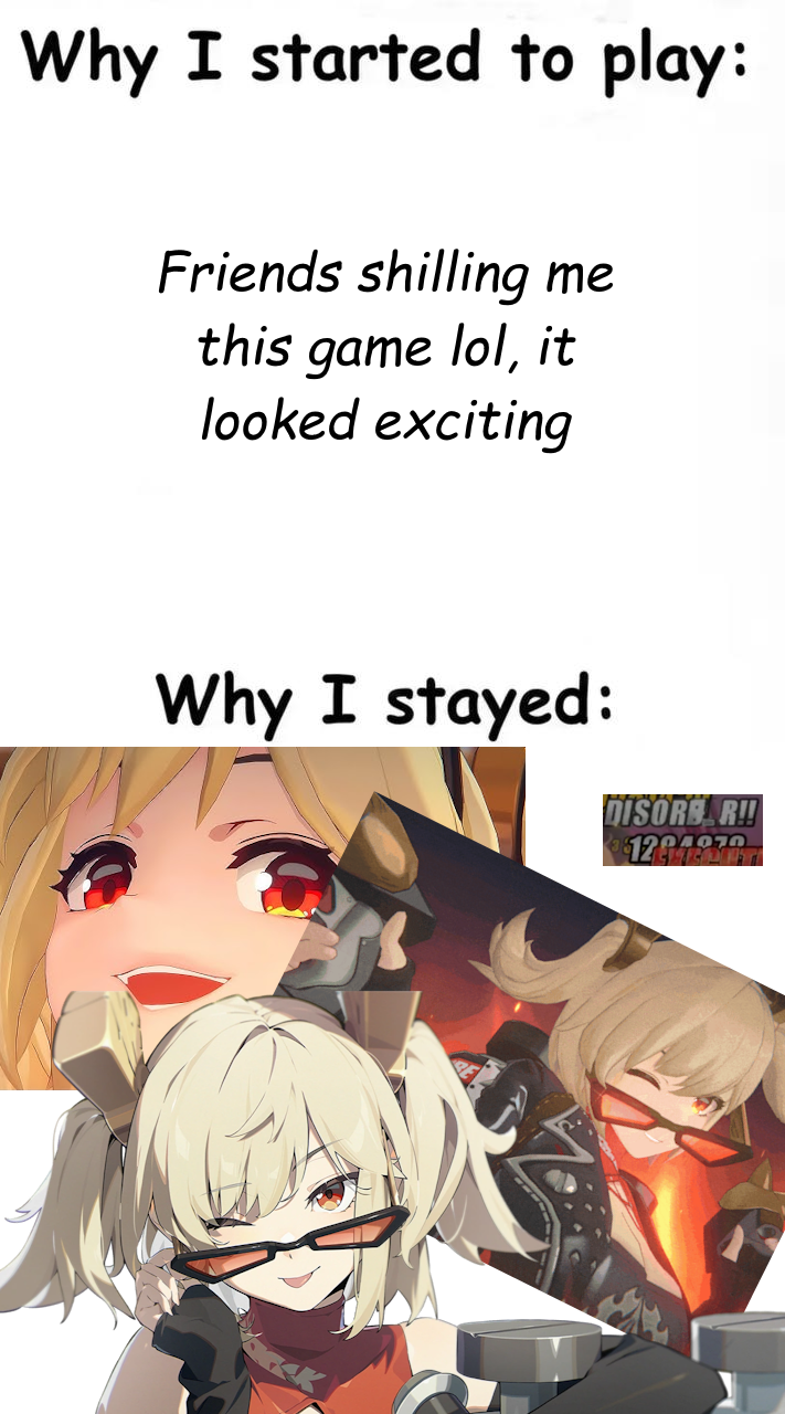 Saw one of those "Why I started/stayed" memes and let my brainrot take ...