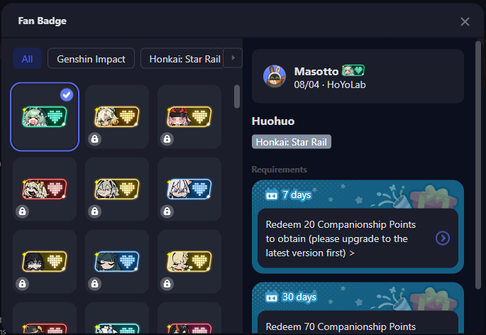 Huohuo fan badge day - 16 + 13 Honkai: Star Rail | HoYoLAB
