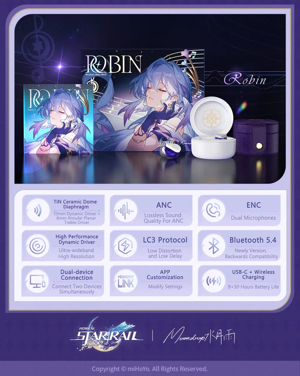 [NEW] Honkai: Star Rail x MOONDROP Robin-themed Wireless Earphones ...