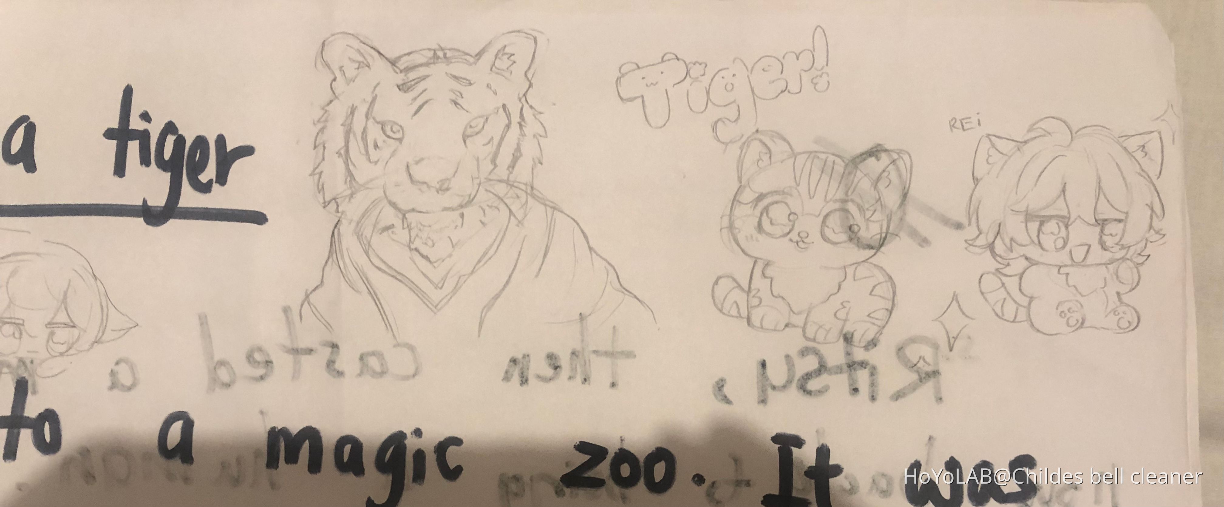 Goofy Ritsu and Rei doodles for my school essay poster | HoYoLAB