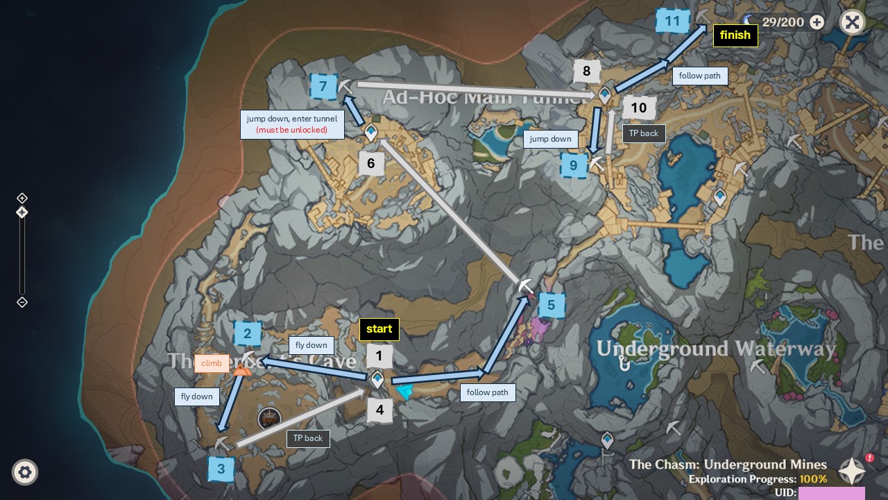 chasm underground - crystal chunk mining route Genshin Impact | HoYoLAB