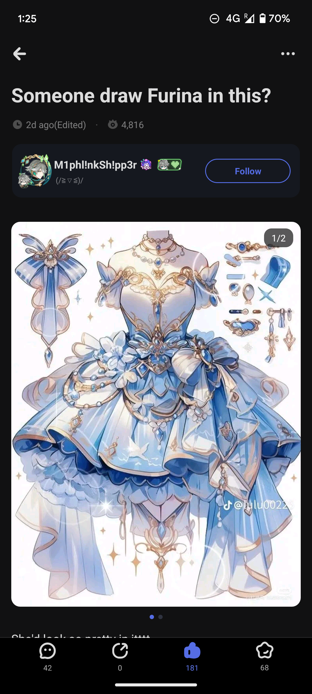 Someone asked to draw furina in this so gave it a try Genshin Impact ...