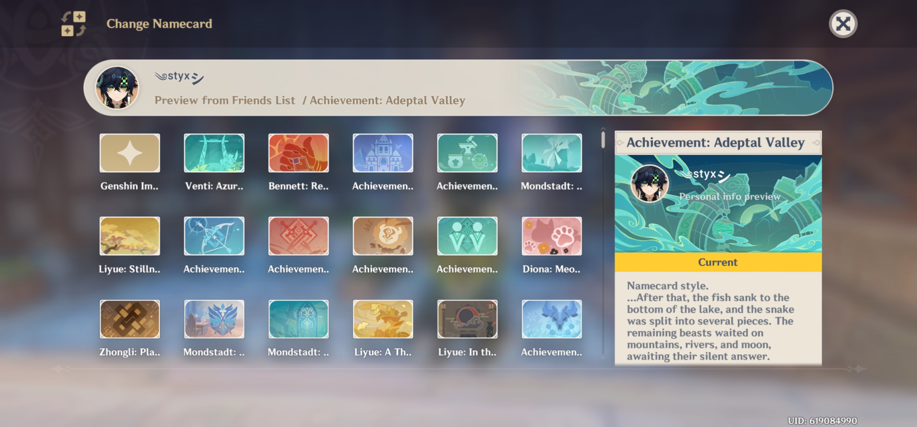 Can someone tell me which namecard and what character I could take for ...