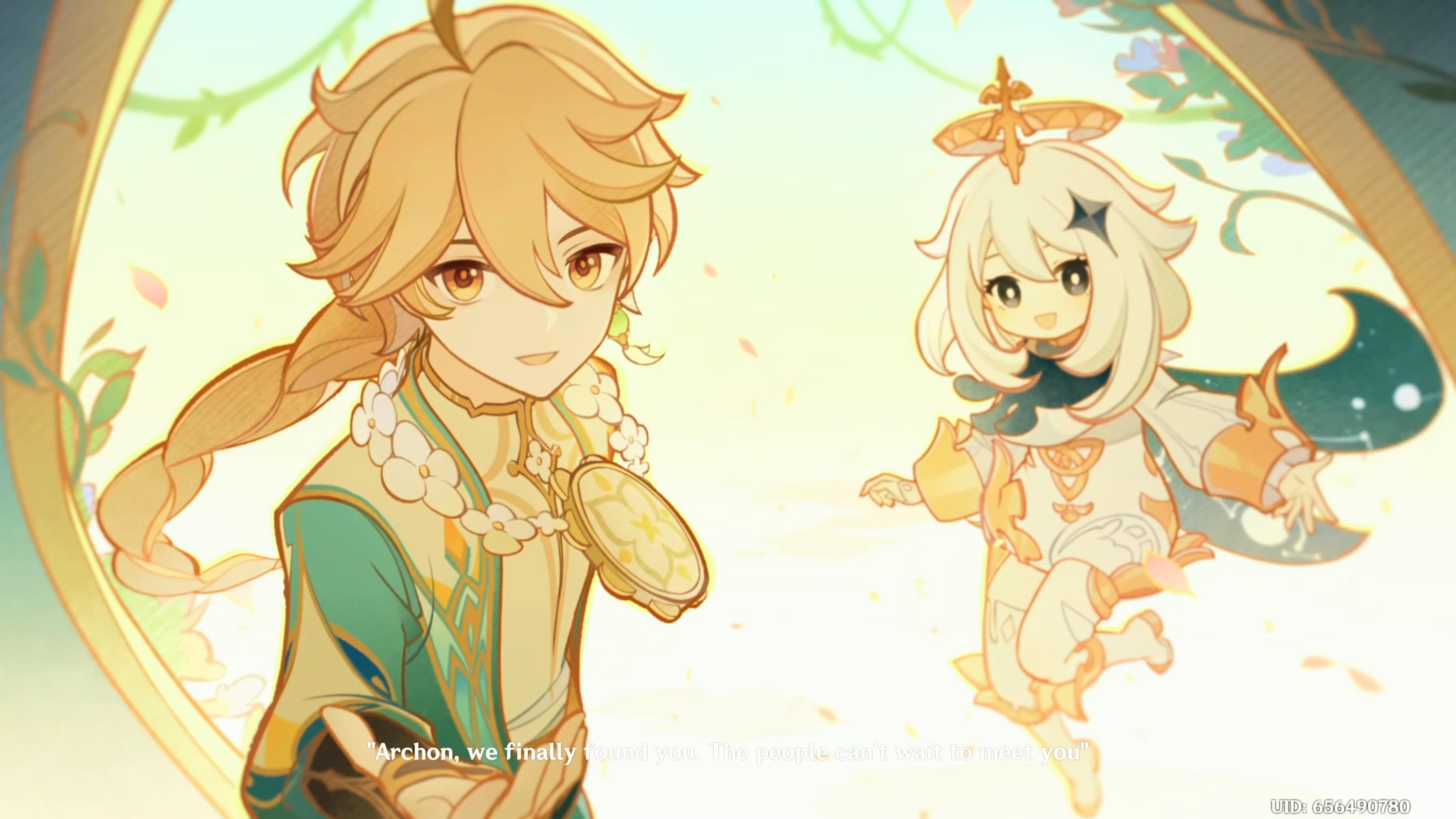 AETHER IS SO PRETTY AND PAIMON IS SO SILLY AND LUMINE IS IN THE BG ...