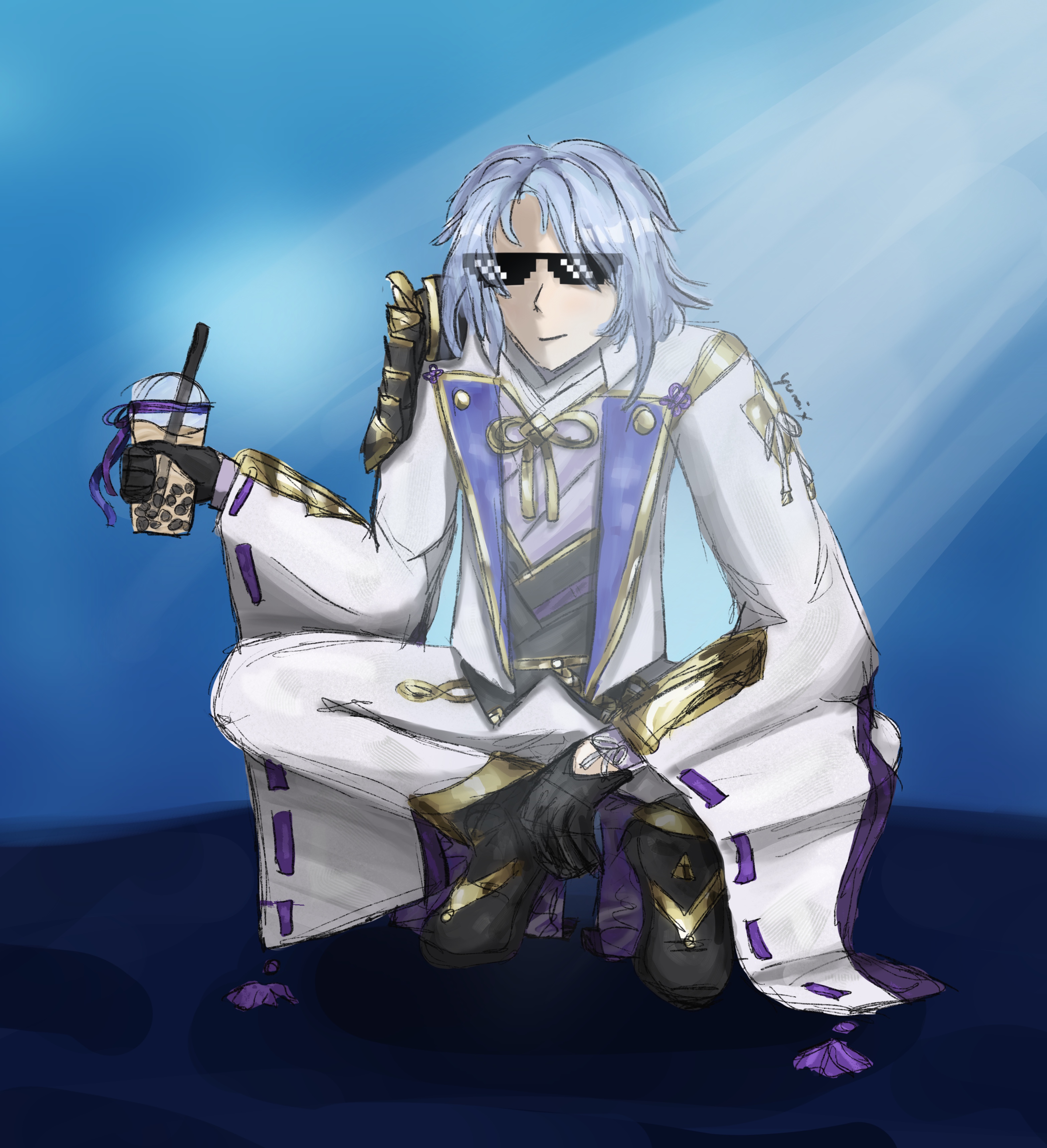 Ayato with his beloved boba tea Genshin Impact | HoYoLAB