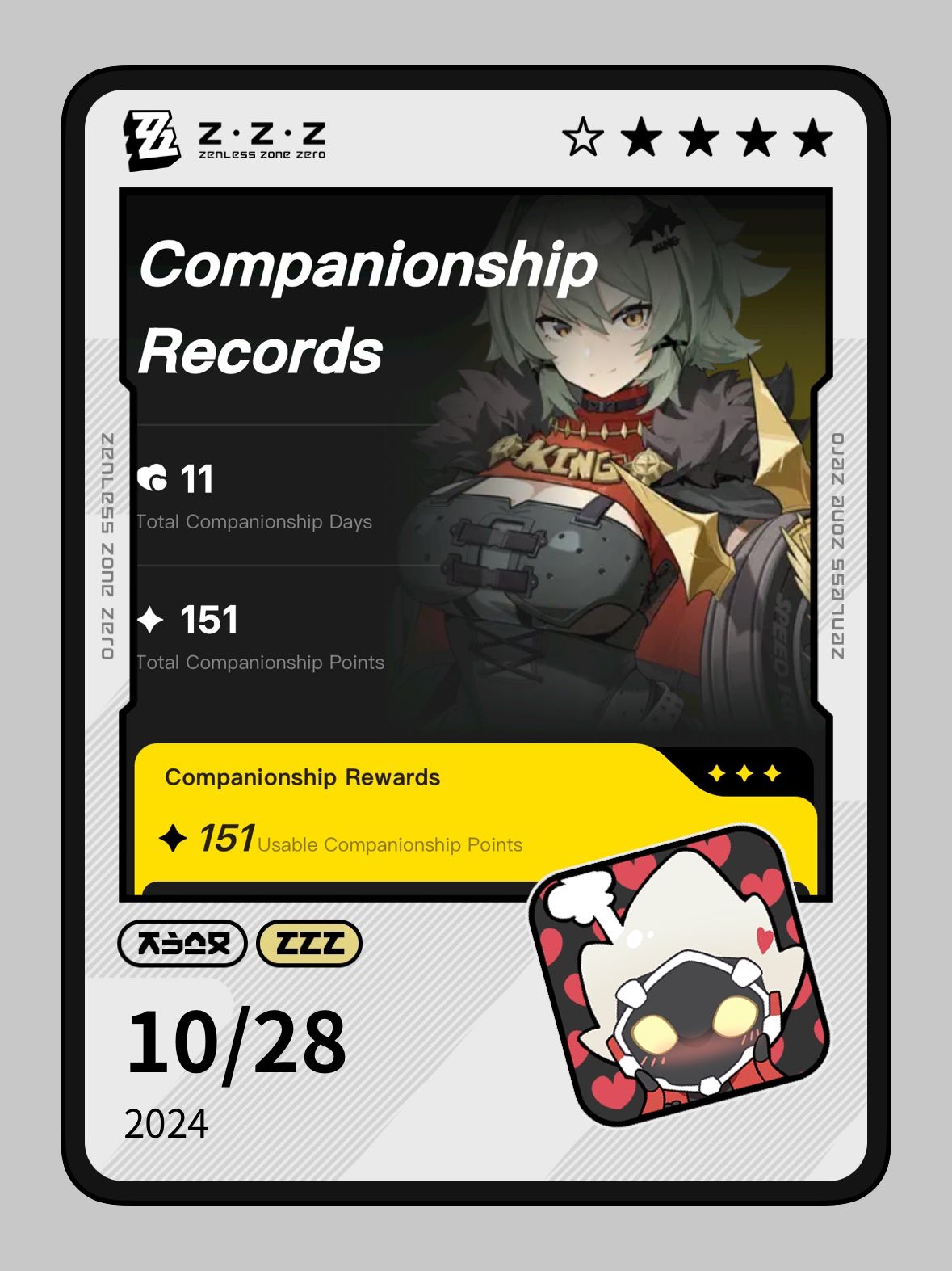 10/28 Diary - # Our Bond Has Deepened! Zenless Zone Zero | HoYoLAB