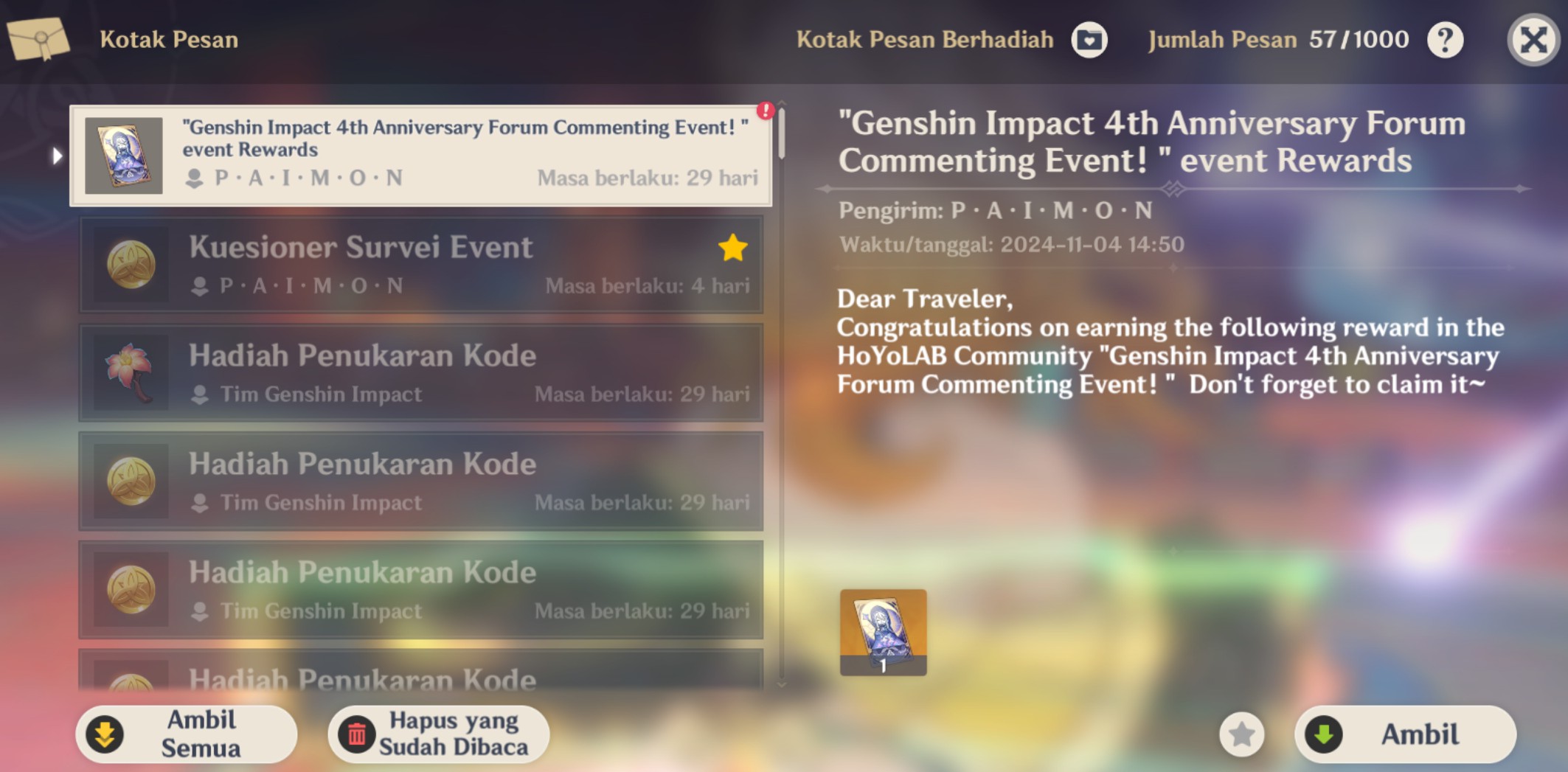 Akhirnya Hadiah ku datang juga Genshin Impact | HoYoLAB