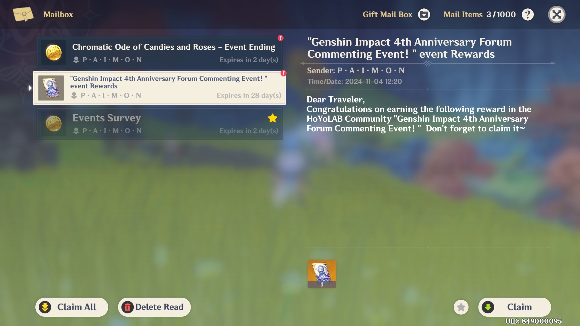 Thanks for Free Welkin Moon { GENSHIN IMPACT 4th Anniversary winning reward } Genshin Impact ...