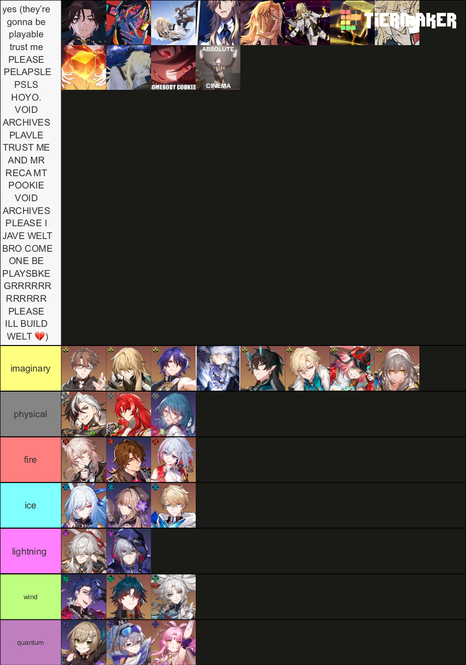 MY FAVORITE HSR CHARACTERS FROM EACH ELEMENT !!!! 🗣️🗣️‼️‼️‼️ THIS ID ...