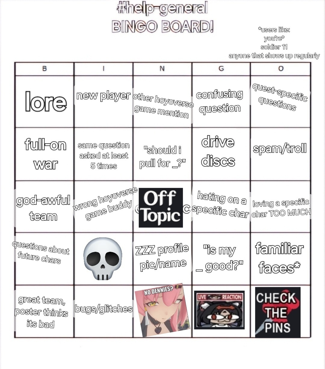 bingo card for anyone in the zzz discord Zenless Zone Zero | HoYoLAB