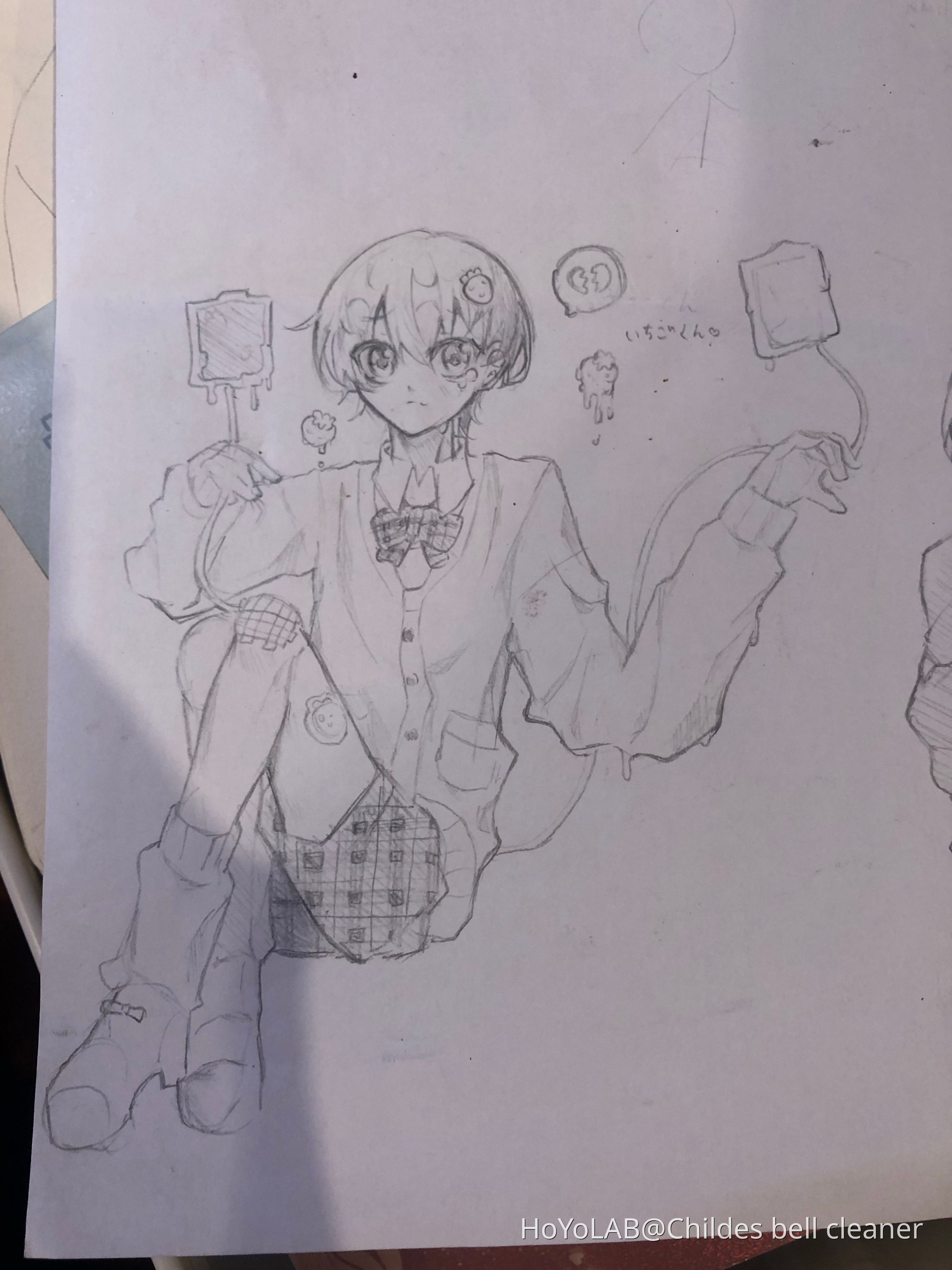 My ocs, drew them at school yesterday! Their names are Ichigo-kun and ...