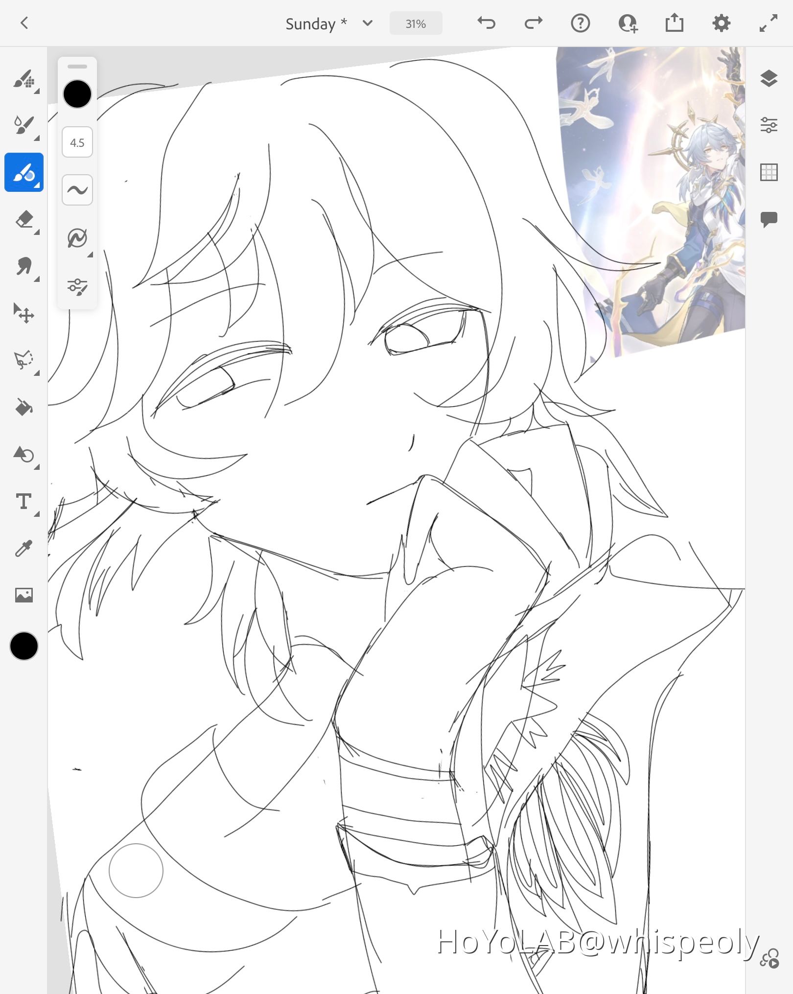 Trying to draw Sunday 🏻 (his outfit is so hard to draw) Honkai: Star ...