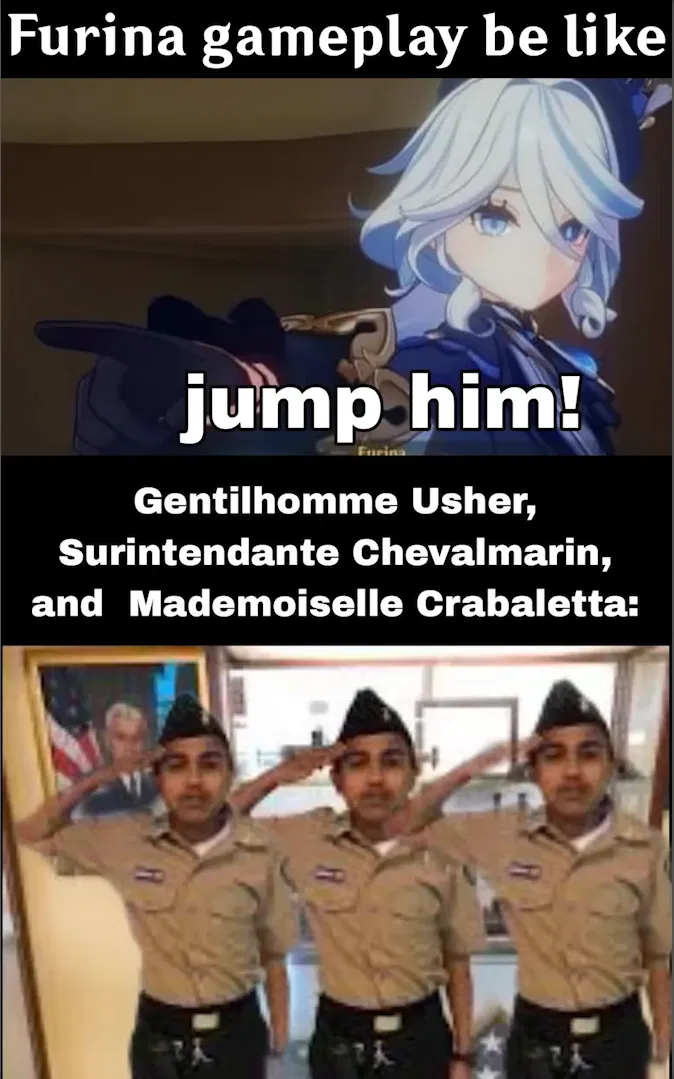 furina memes because she looked a bit green when i got her Genshin ...