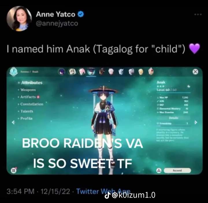 Raiden's VA named Wanderer "Child/Kid" Genshin Impact | HoYoLAB