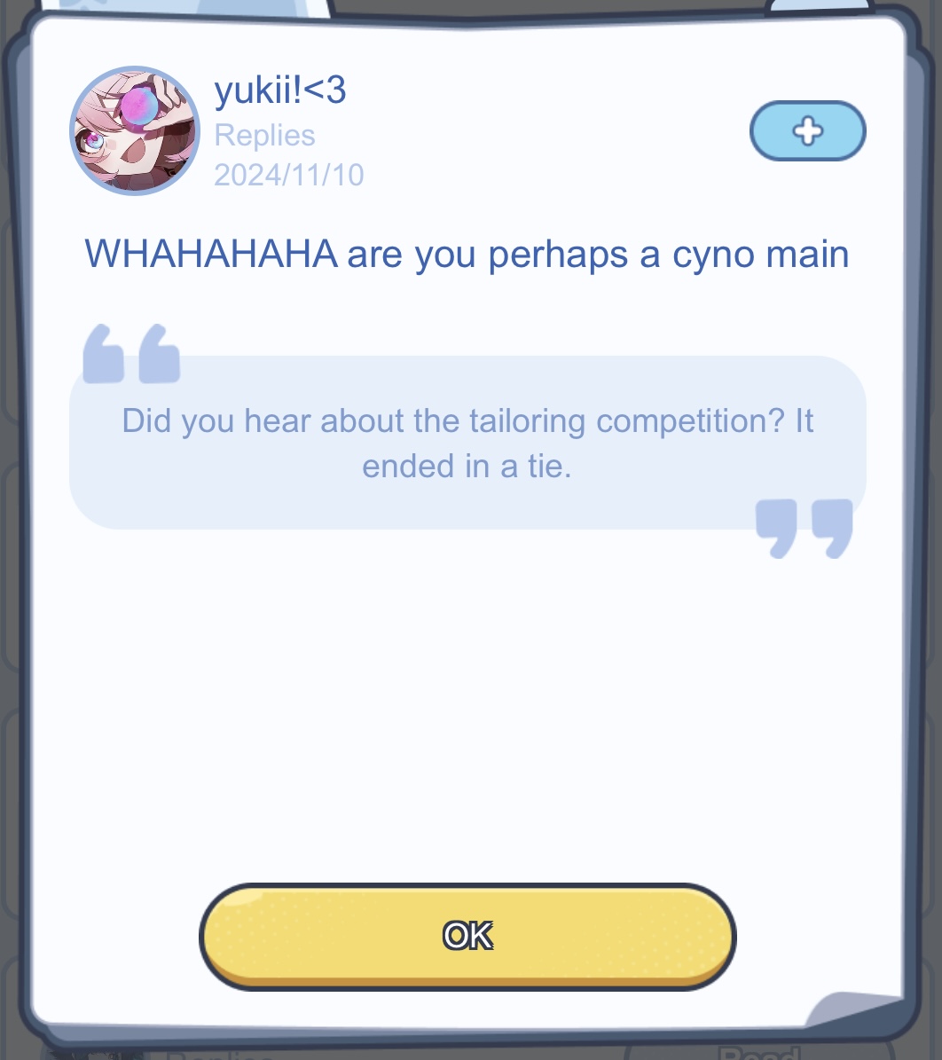 Twas a tailoring joke, Sew it was Genshin Impact | HoYoLAB