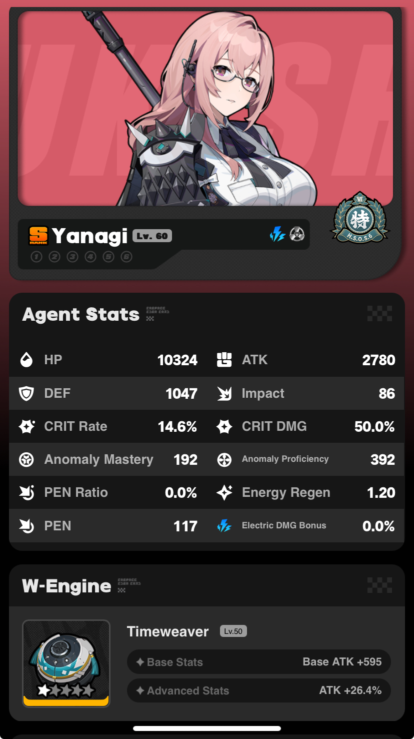 Yanagi build hehe ( i broke now ) Zenless Zone Zero | HoYoLAB