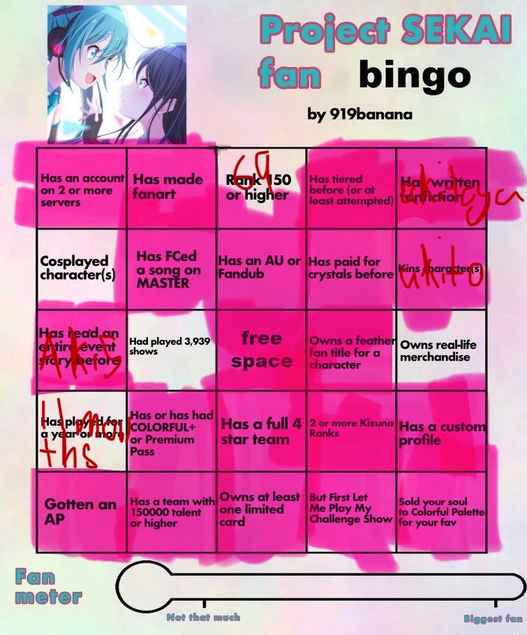 Pjsk bingo except i lost mu accont 😭😭 | HoYoLAB
