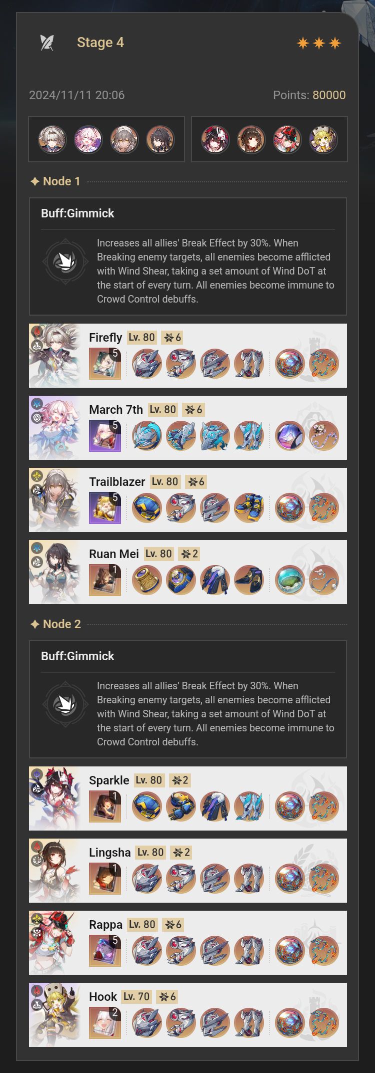 80k Pitch-dark Hook the great and March 7th carrying some random bricks ...