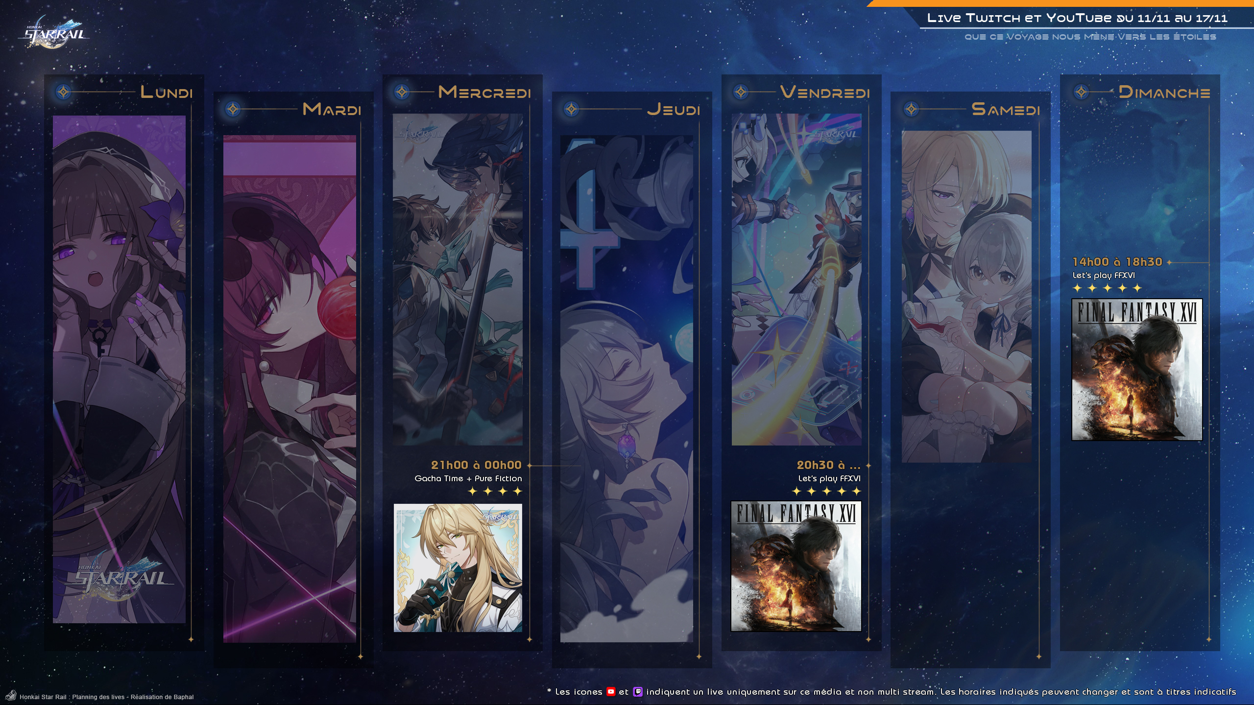 Live de la semaine, du HSR condensé en une soirée et bien plus Honkai ...