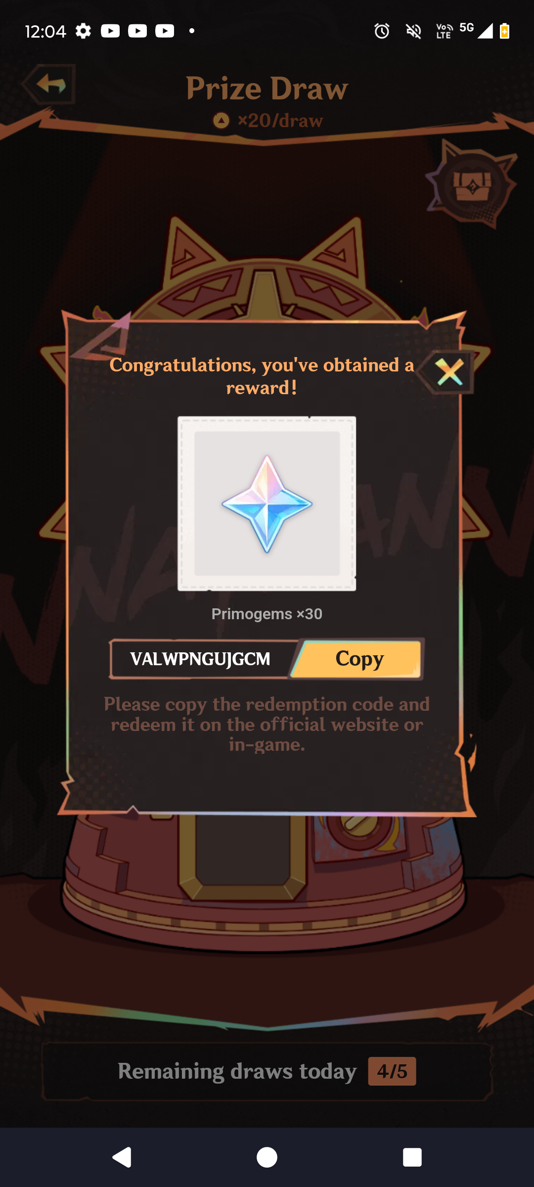 Primogems redemption code Genshin Impact | HoYoLAB