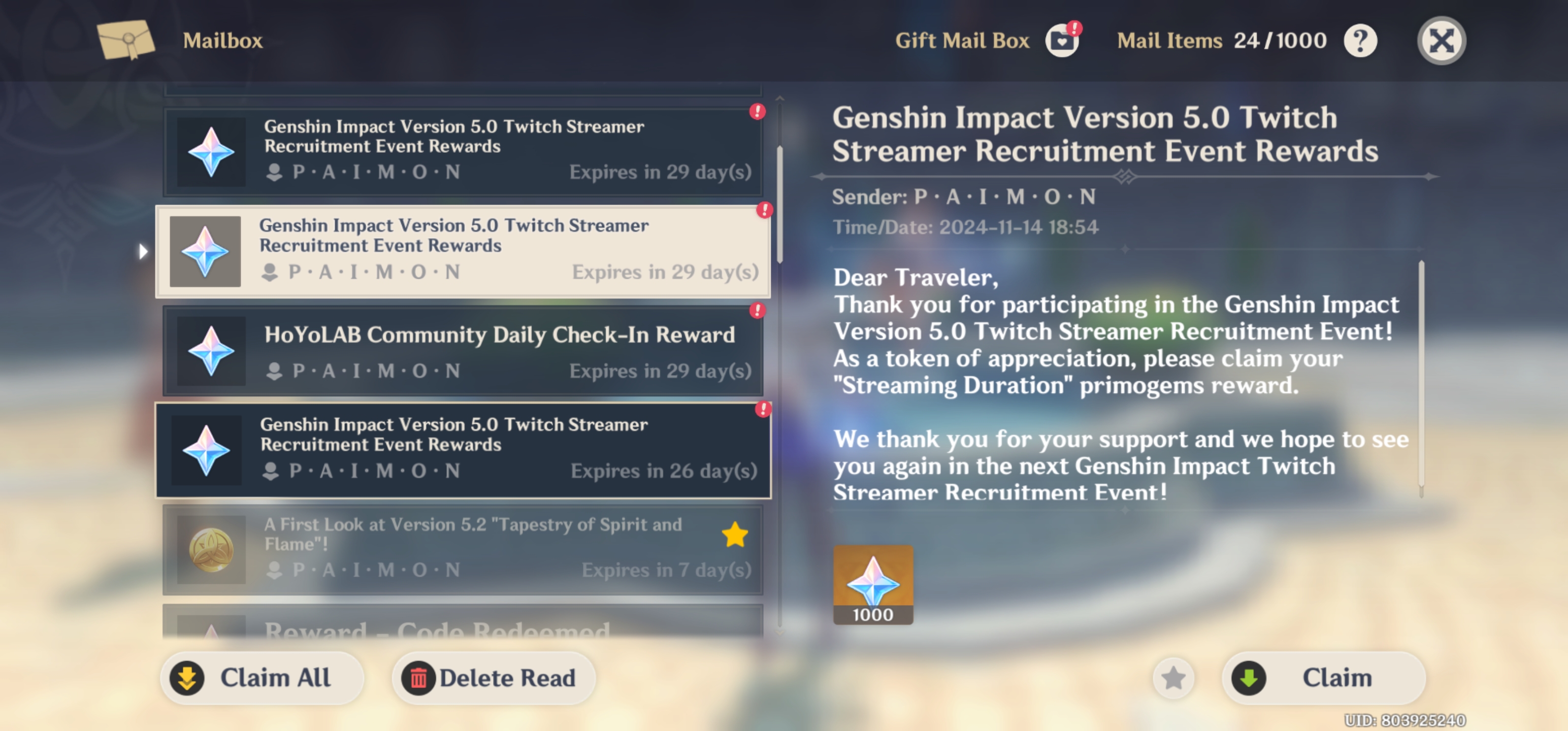 Possibly the last reward for the discontinued event (5.0 twitch ...