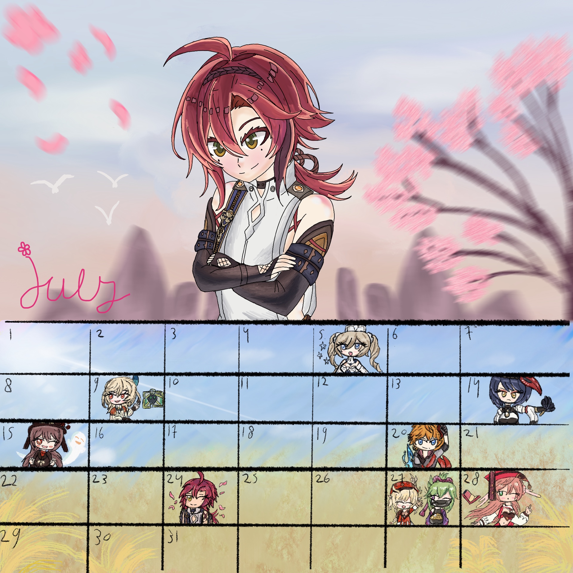 My part for Minuki fei kalender project Genshin Impact | HoYoLAB