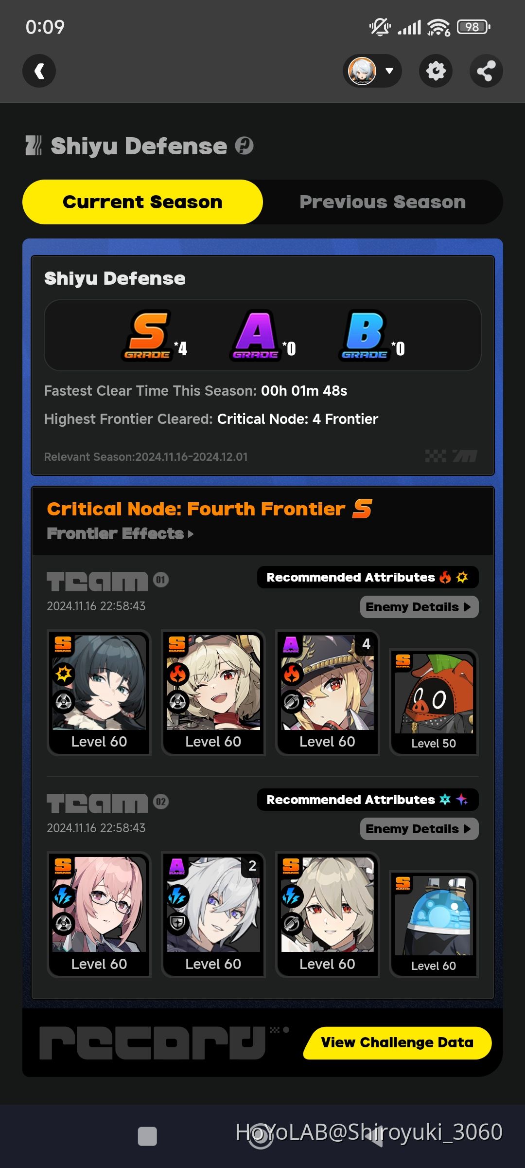 V1.3 Shiyu Defense Clear Zenless Zone Zero | HoYoLAB