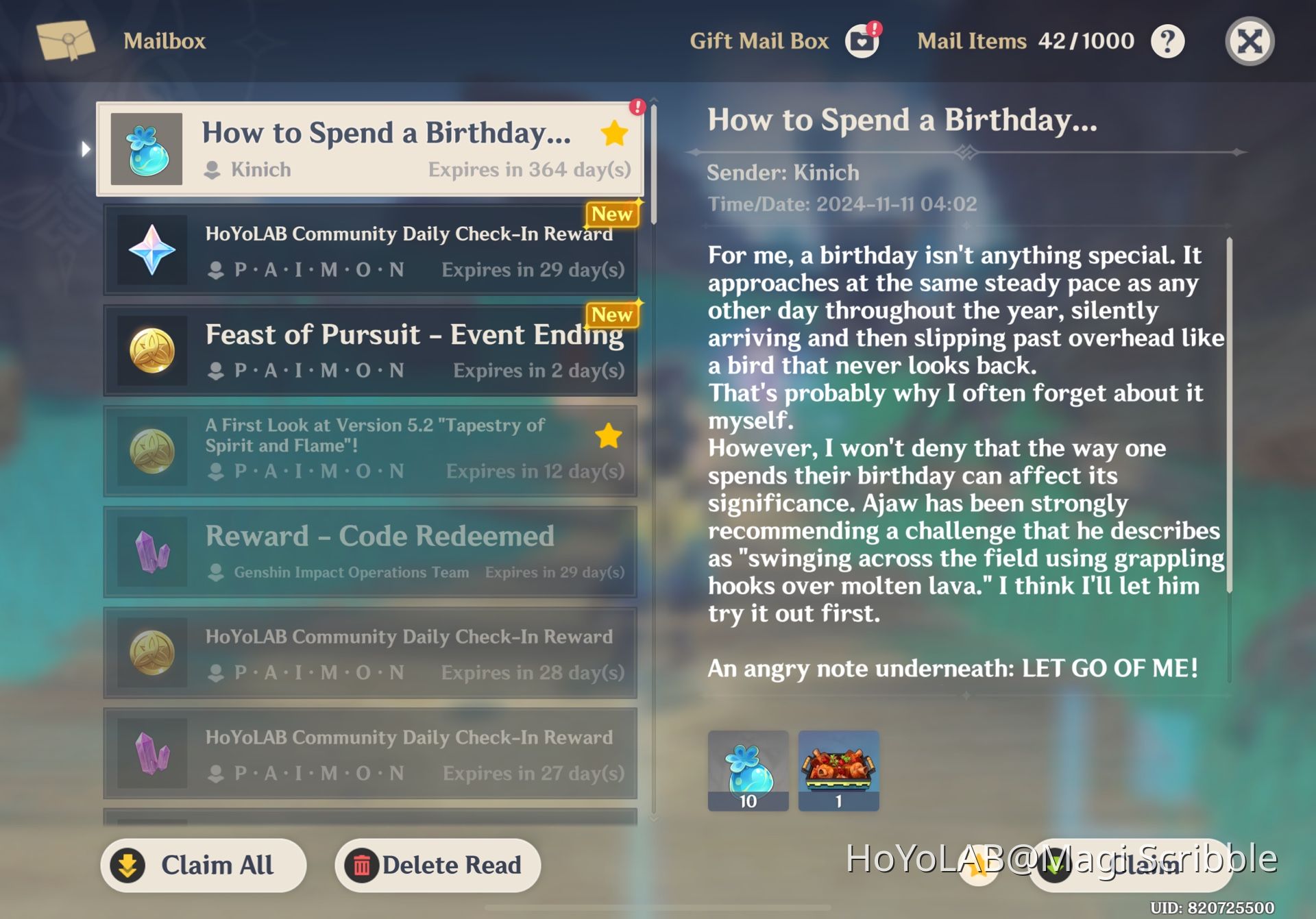 Kinich Birthday Message Genshin Impact | HoYoLAB