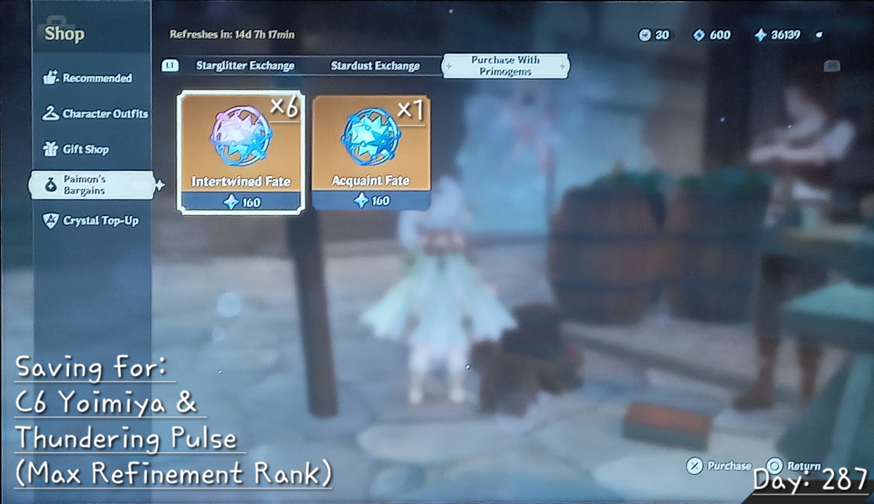 Saving for C6 Yoimiya & Thundering Pulse (Max Refinement Rank) Day: 287 ...