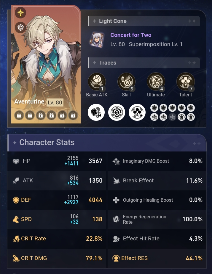 Updated Aventurine build :) Honkai: Star Rail | HoYoLAB