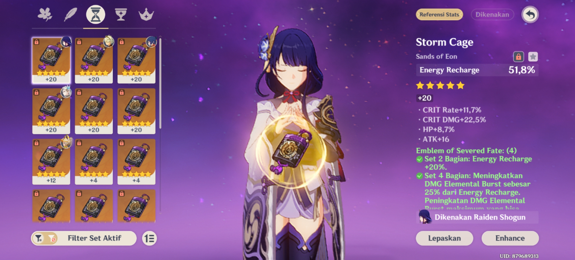 Akhirnya berakhir juga pencarian sands ER Emblem untuk Raiden Genshin ...