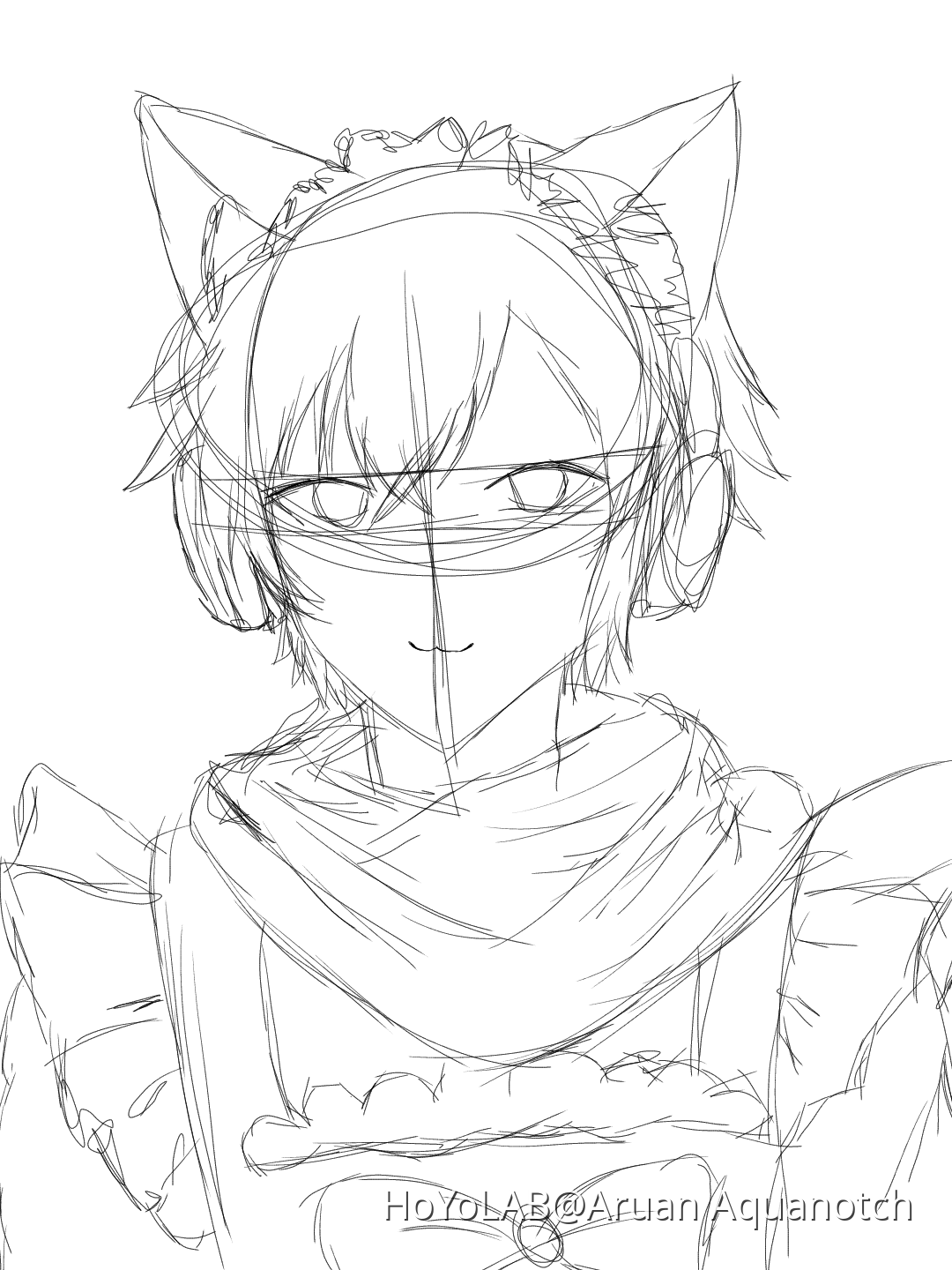 potemer fanart but catmaid skethc wip | HoYoLAB