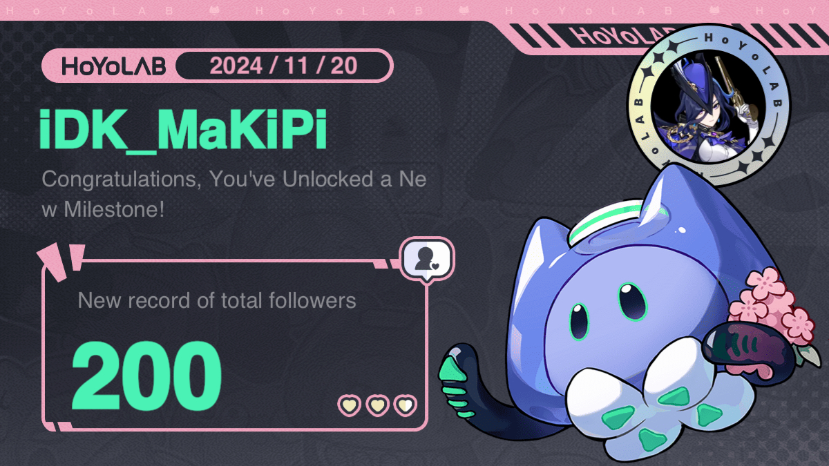 MILESTONE UNLOCKED: 200 FOLLOWERS! | HoYoLAB