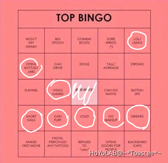 Top and bottom bingo | HoYoLAB