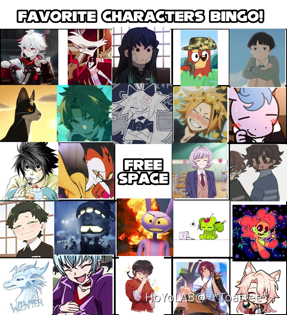 Favorite Character Bingo Favorite Character Bingo By WlanProductions
