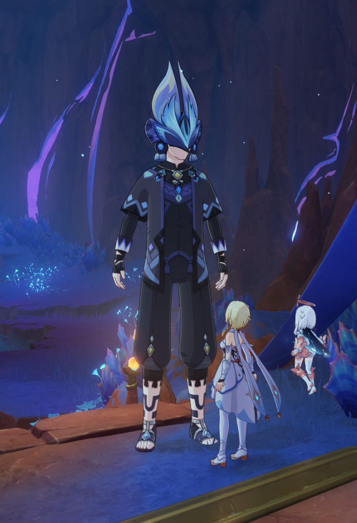 Biram is so tall, even when he kneels down he's still not on Lumine's ...