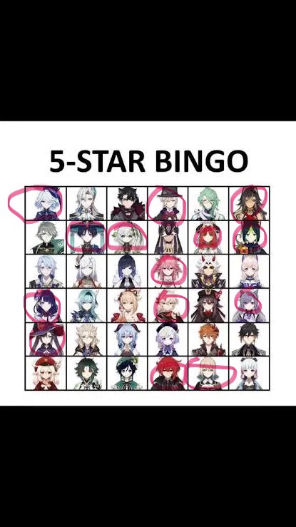 5 star bingo! Did you bingo? Genshin Impact | HoYoLAB