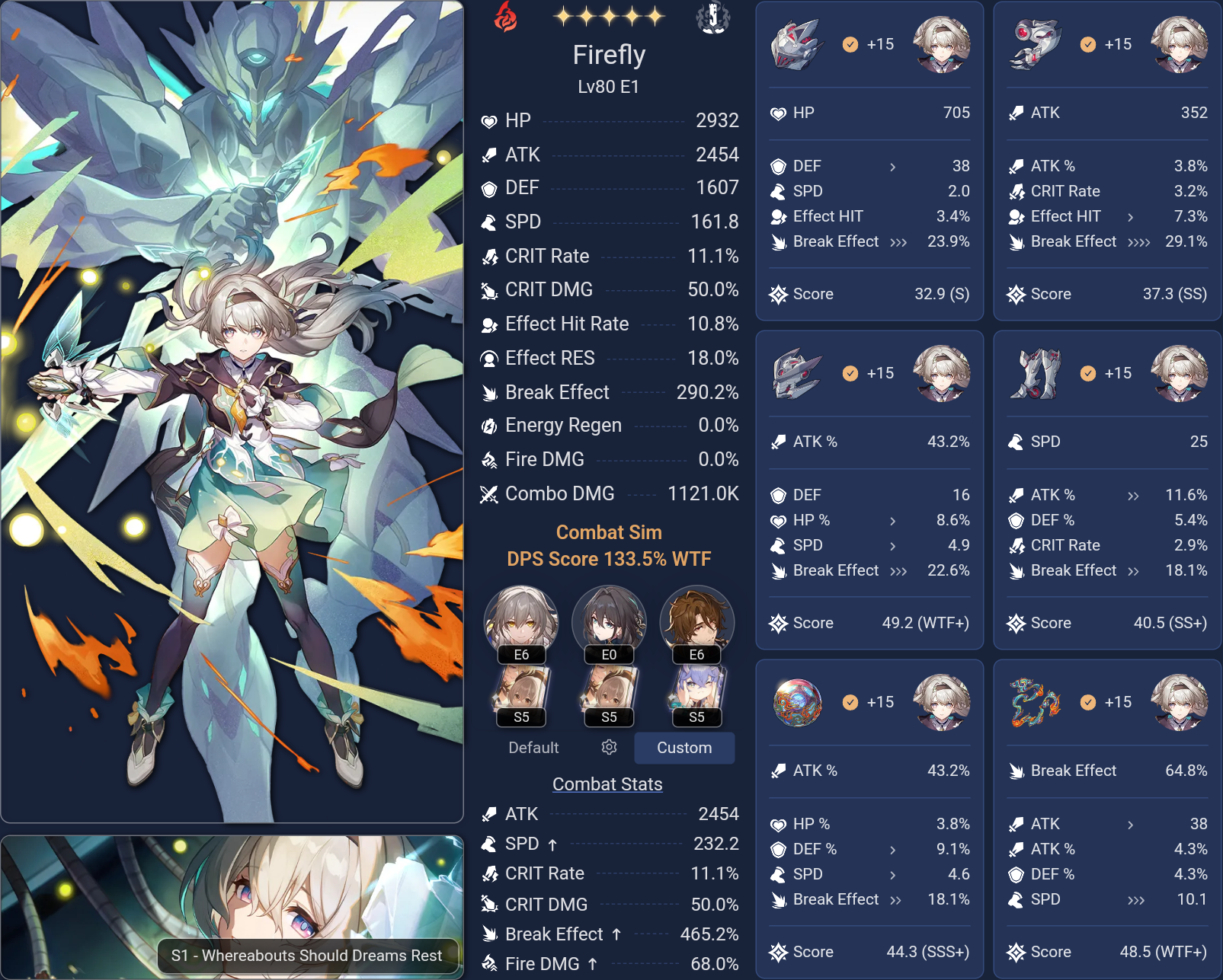 Finally completed my Firefly build (ALMOST 300BE ;w;) Honkai: Star Rail ...