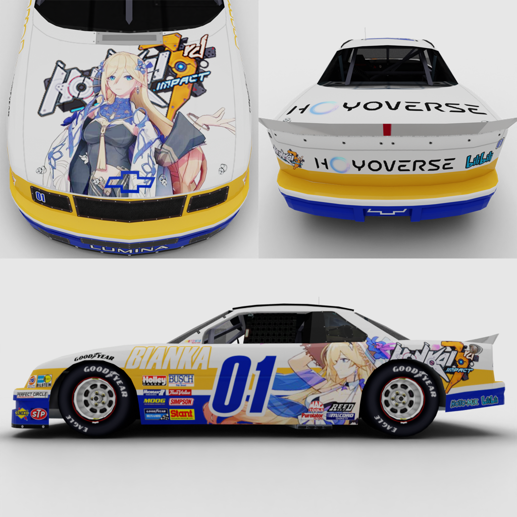 HONKAI IMPACT 3RD BIANKA ITASHA LIVERY ON A 1990 CHEVY LUMINA NASCAR ...