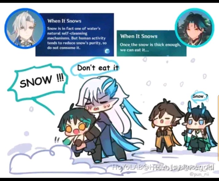 I recommend let Neuvillette explain Xiao about snow *̣̥☆·͙̥ ‧̩̥࿌ིྀ྇˟͙☃️ ...