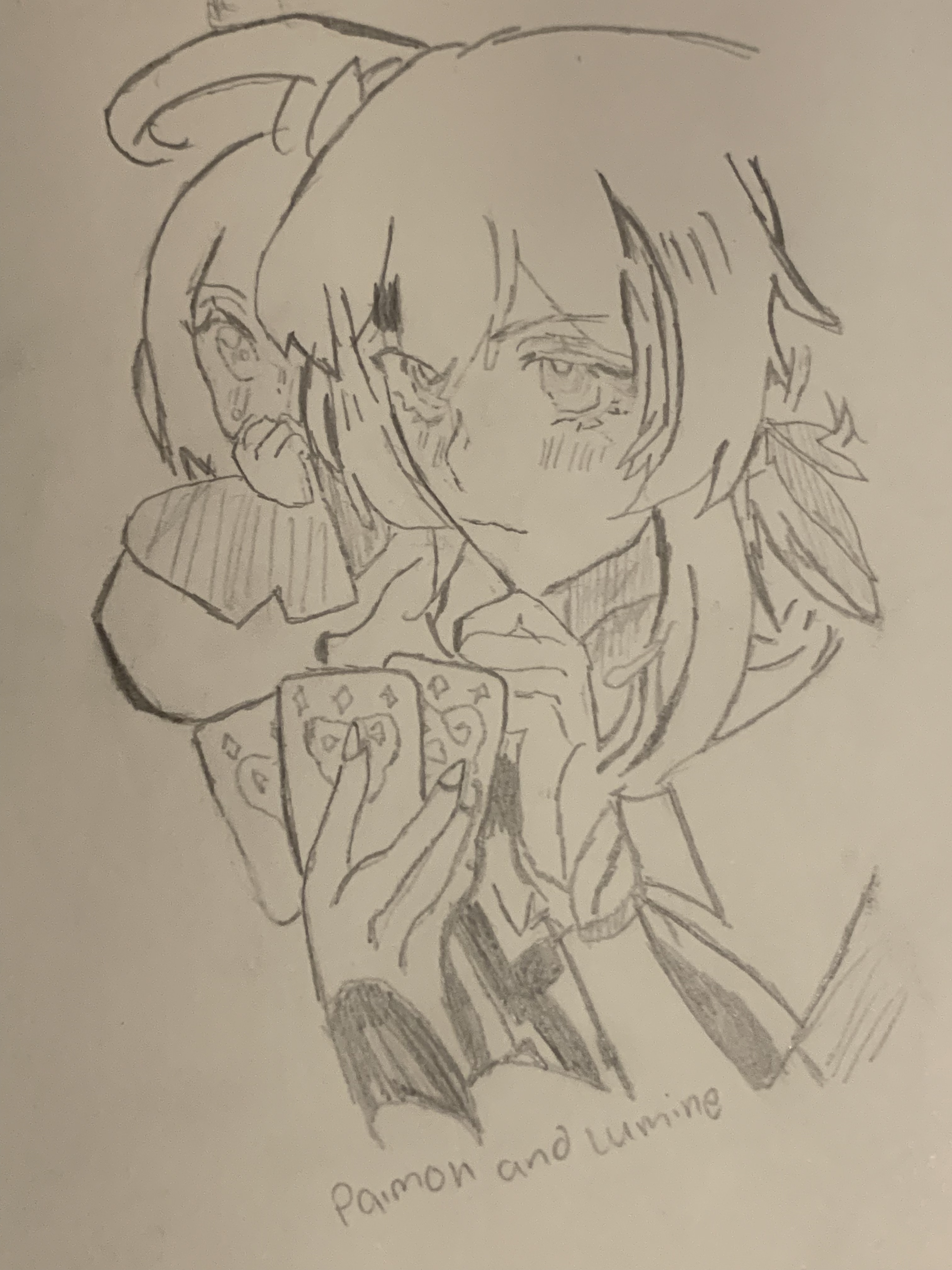Lumine and paimon sketch!! Genshin Impact | HoYoLAB