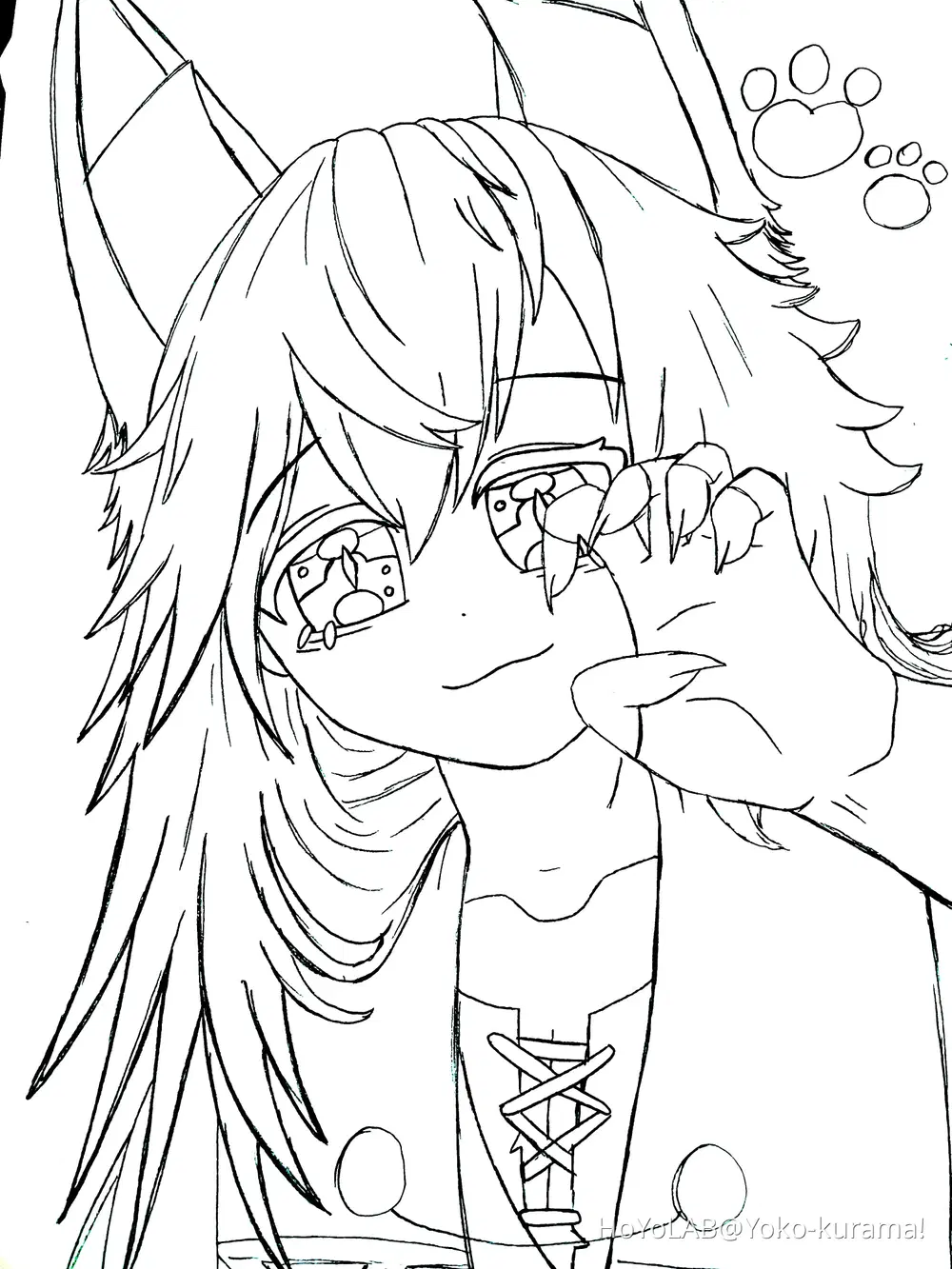 coloring pages fox girl