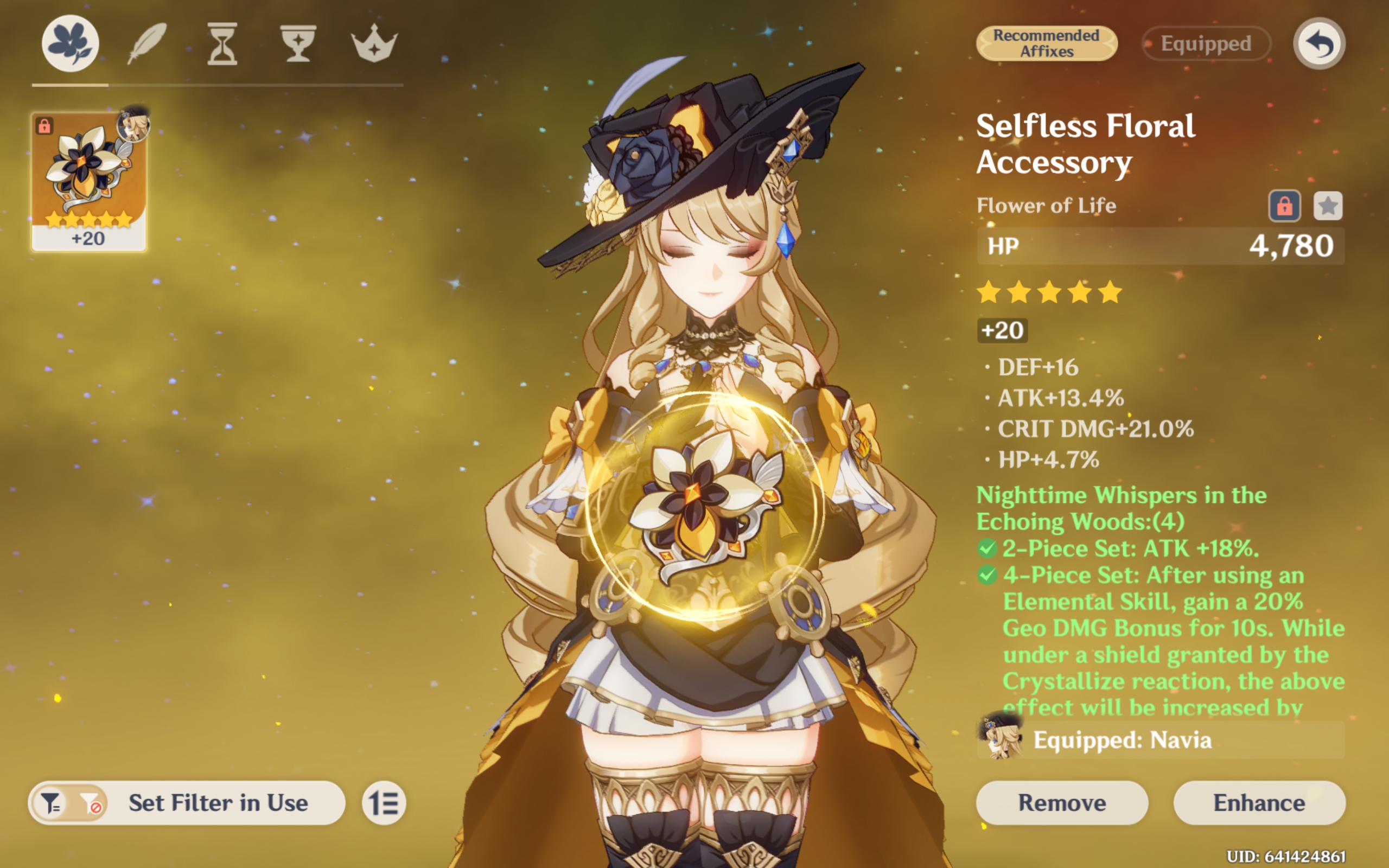 All my Navia Artifacts,Yall got any advice? Genshin Impact | HoYoLAB