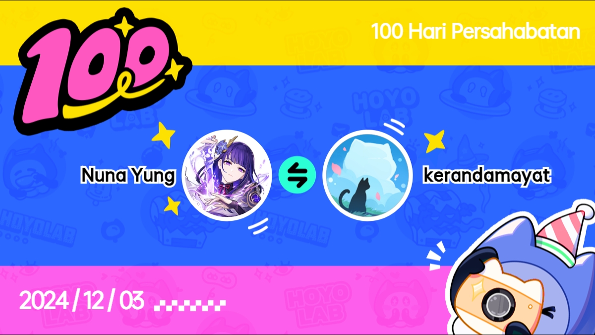 berarti udah 100 hari gw main ini..inatal demi bisa main game bareng kekasih | HoYoLAB