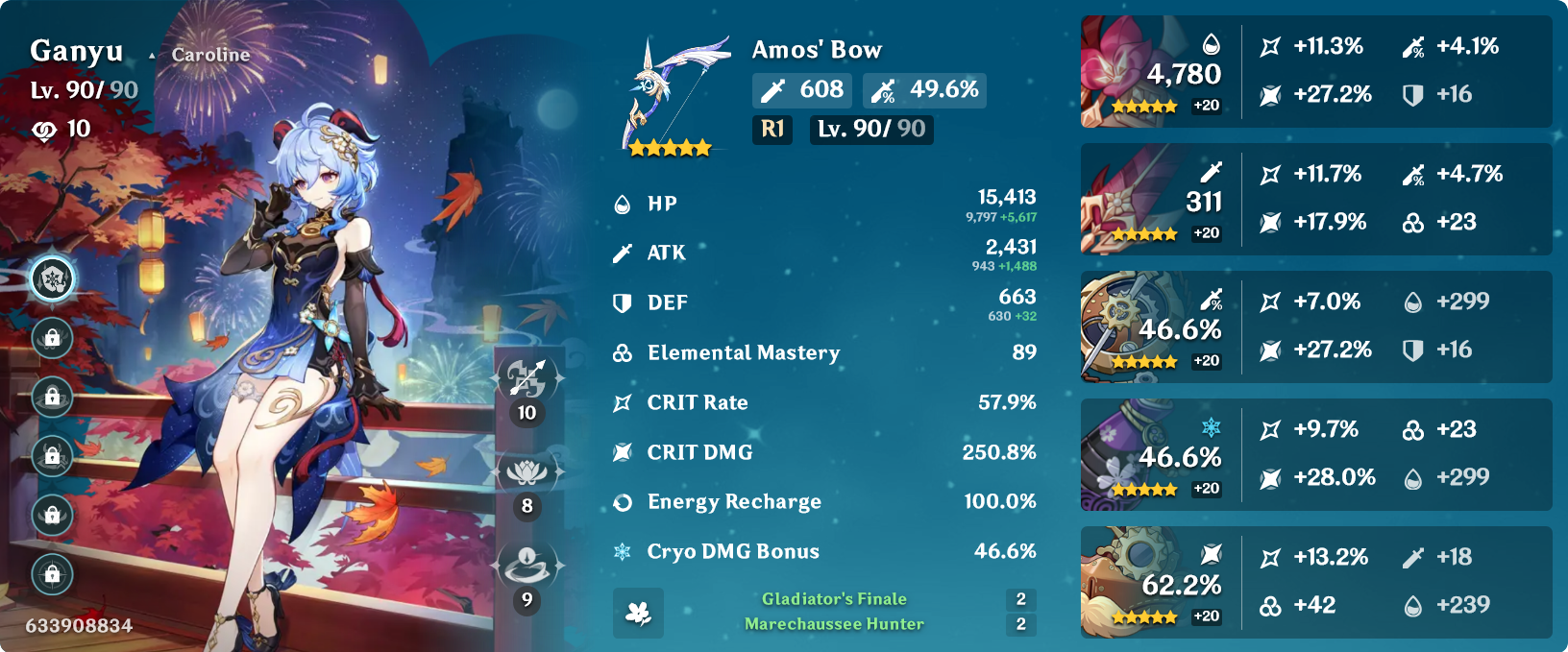 my Ganyu build after 818 days Genshin Impact | HoYoLAB