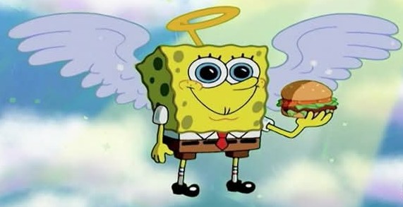 angel Spongebob with krabby patty | HoYoLAB