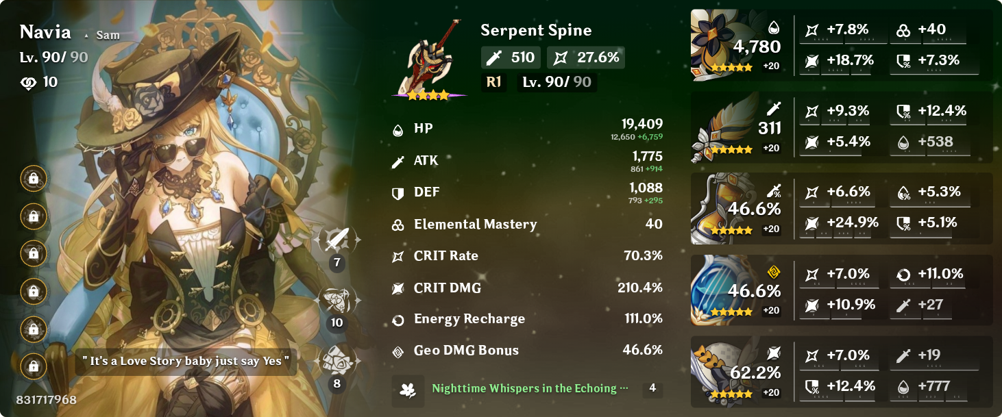 My Navia Build⚜️ Genshin Impact | HoYoLAB