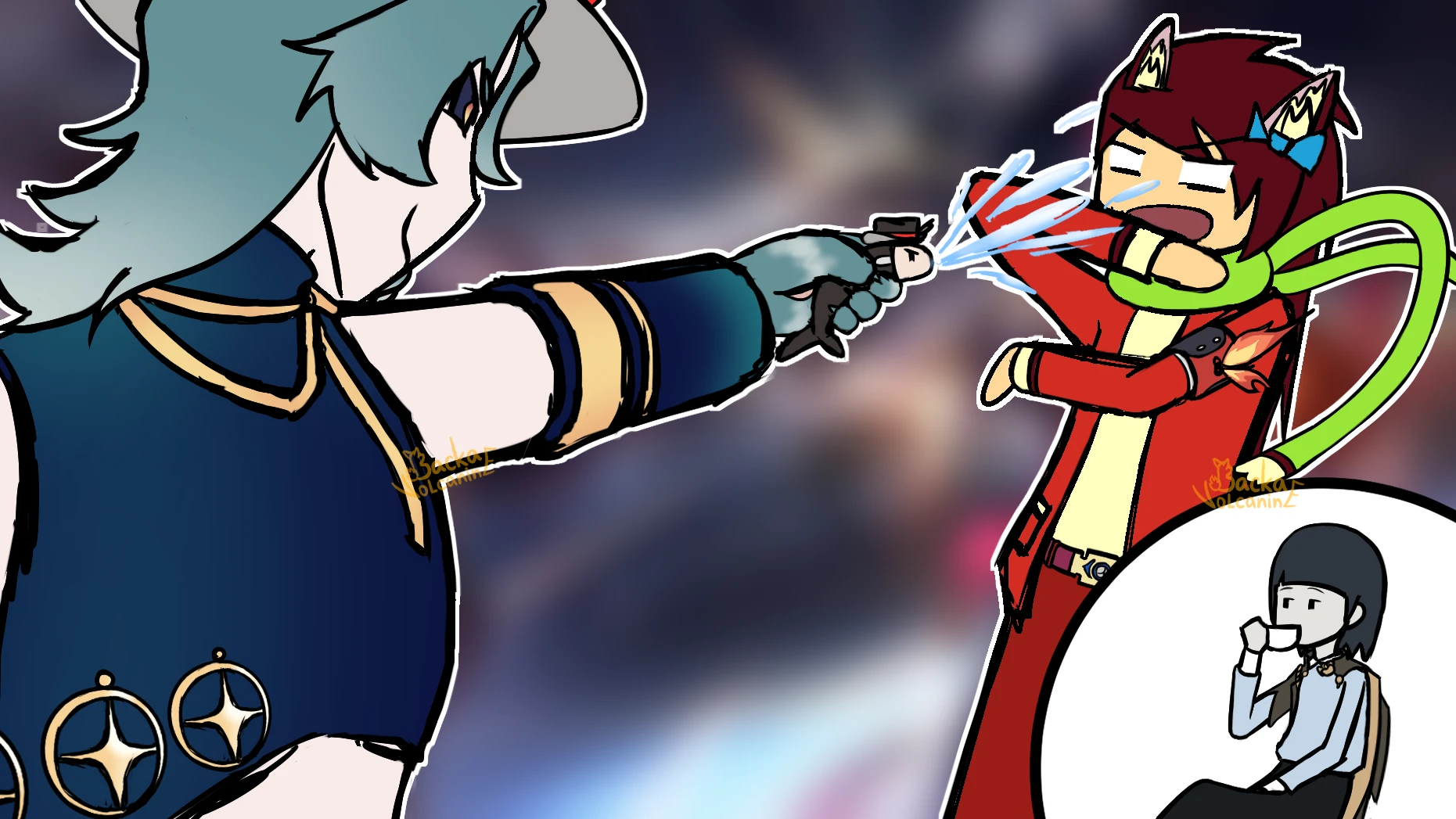 Drew this Wardance scene with my classmates ocs cause we all had HSR ...