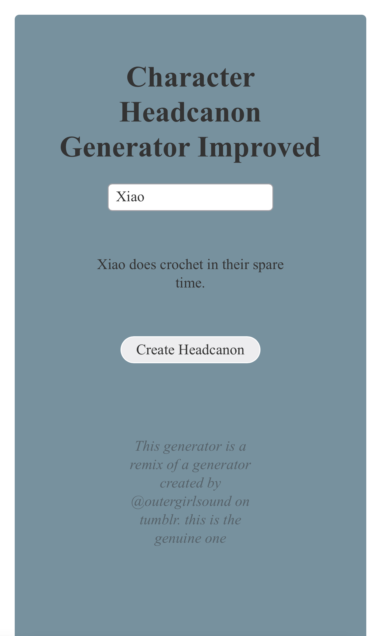 Because I liked the relationship one, I did the headcanon generator Genshin Impact | HoYoLAB