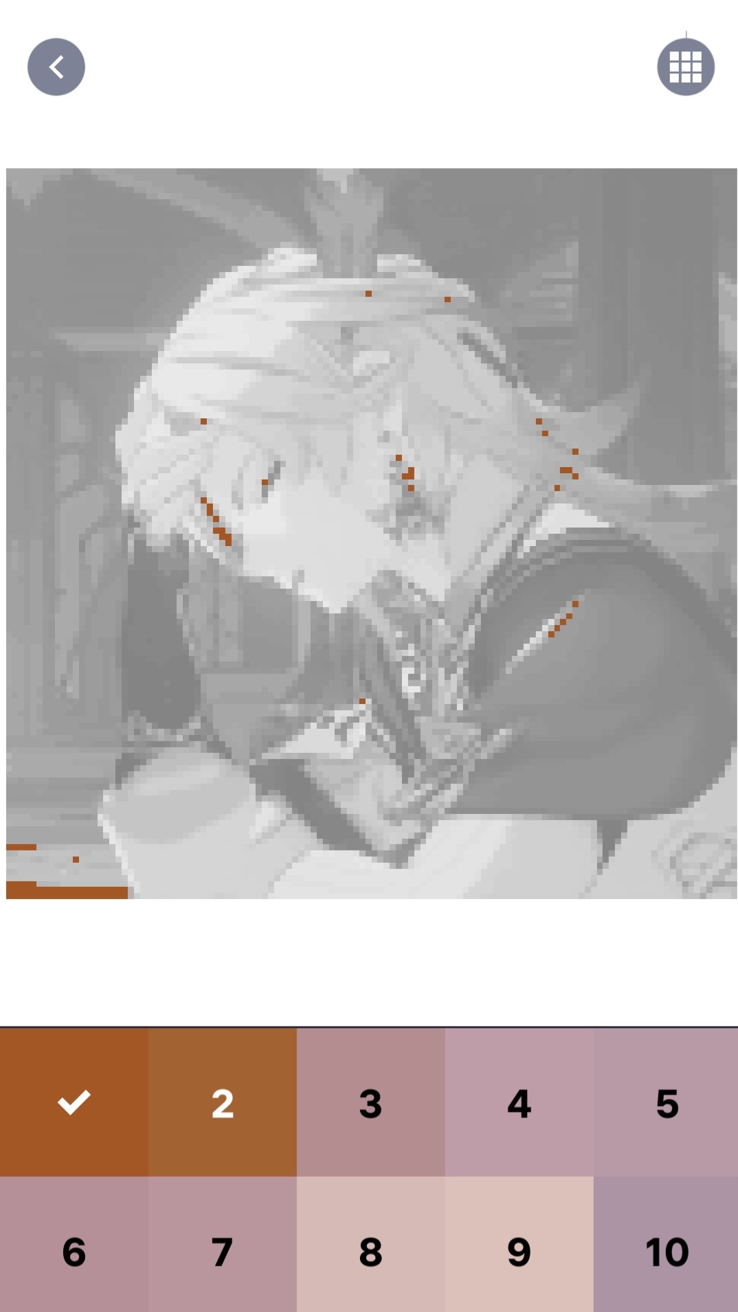 Day 1 of coloring kaveh in a color by number app: Genshin Impact | HoYoLAB